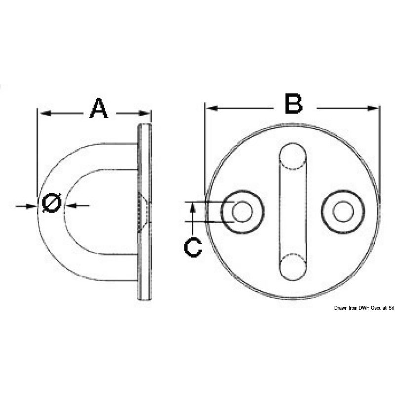 Pontet inox embase circulaire - 39.323.03